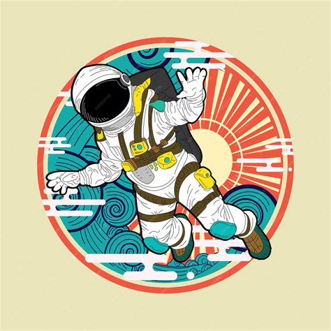 Premium Vector Astronout Illustration Design With Japanese Style