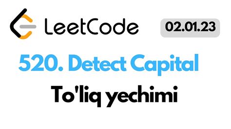 Leetcode Detect Capital Toliq Yechimi Youtube
