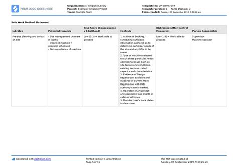Roller Operations Safe Work Method Statement Swms