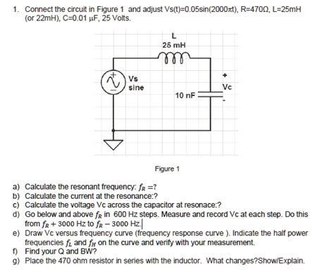 solved connect the circuit in figure 1 and adjust vs t 0 05 sin