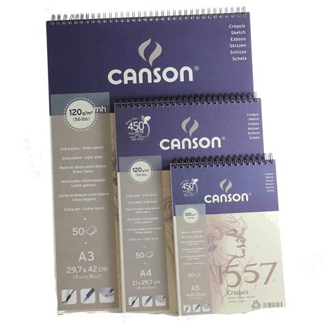 Canson 1557 Spiral Bound Pad A4 Size 120gsm 50 Sheets Extra White
