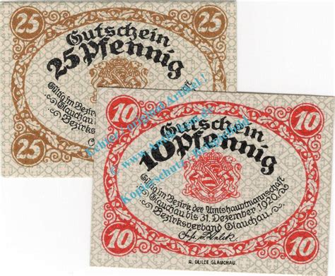 Notgeld DE Scheine Kpl Glauchau Notgeld Set Mit Scheinen In Kfr Tieste