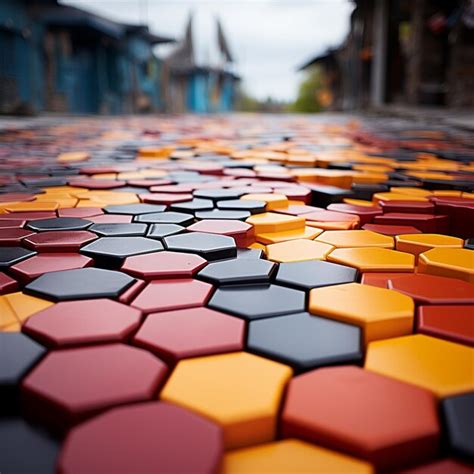 Premium Ai Image Brightly Colored Tiles Are Arranged On The Ground In