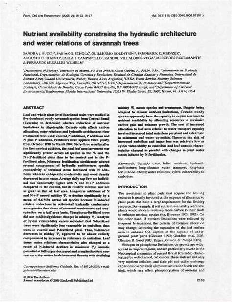Pdf Nutrient Availability Constrains The Hydraulic Dokumen Tips