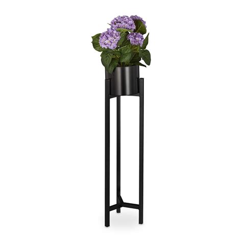 Relaxdays Blumenständer Blumentopf Mit Ständer Schwarz Online Kaufen