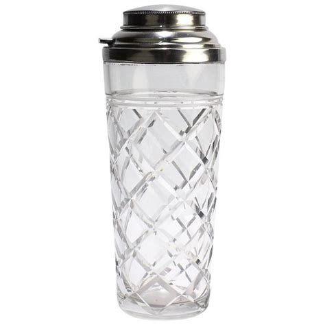 American Art Deco Cut Glass And Sterling Silver Cocktail Shaker By