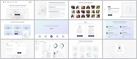 웹사이트 디자인 최소한의 프레 젠 테이 션 포트폴리오에 대 한 서식 파일이 벡터 Ui Ux의 Gui 헤더 대시보드 연락처 양식 기능 가격 전자상거래 페이지 블로그 등의