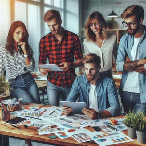 Creative Team Brainstorming In Modern Office Setting Stock Image Image Of Workplace Office