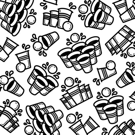 Premium Vector Beer Pong Pattern Background Set Collection Icon Beer