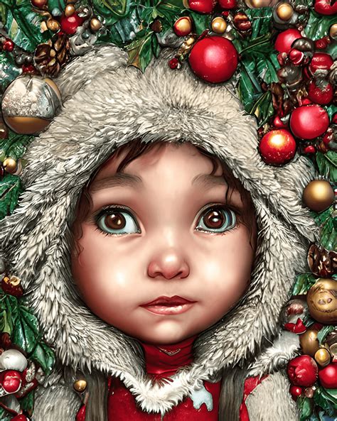 Amazing Hyper Detailed Cute Happy Christmas Chibi Elf Brown Skin