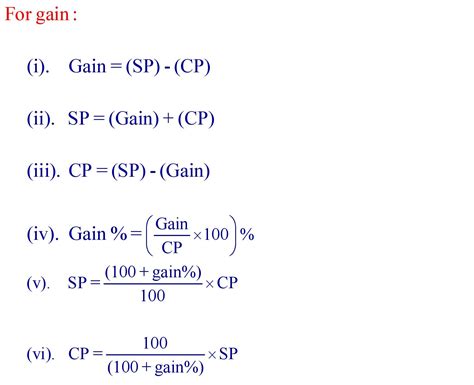 Profit And Loss Formula For 8th Class Formula In Maths