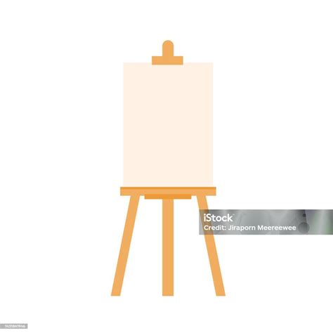Wooden Easel Template Of A Colored Table And White Paper Blank Canvas