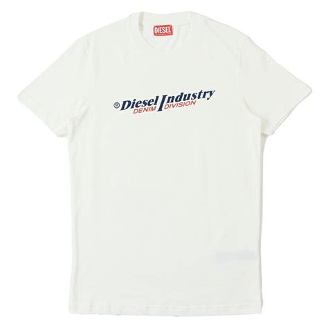 【楽天市場】 Diesel ディーゼル メンズ ウォッシュ加工 エンボスロゴプリント スリムフィット 半袖tシャツ カットソー【t Diegor Ind】【サイズ3xl】【ホワイト】die M