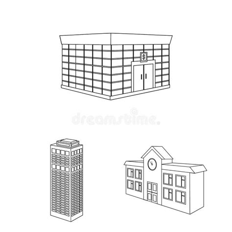 Building And Architecture Outline Icons In Set Collection For Designthe Building And Dwelling