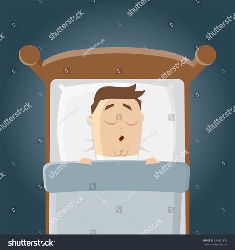 Cartoon Man Sleeping His Bed Stock Vector Royalty Free 245871838
