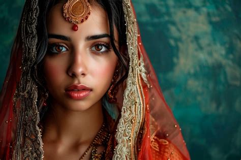 Retrato De Una Joven Y Bella Mujer India Con Sari Foto Gratis