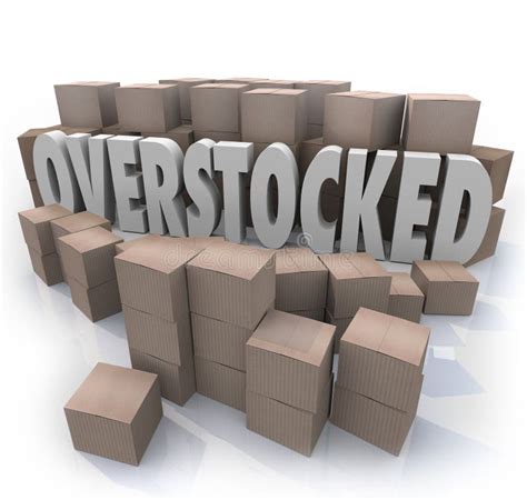 Overstocked Words Cardboard Boxes Warehouse Inventory Stock Images