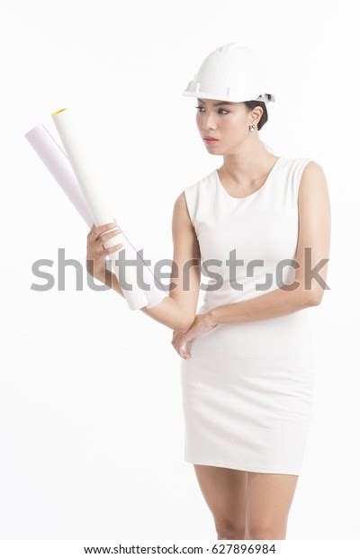 Sexy Girl Structural Engineer Holding Drafting Stock Photo Shutterstock