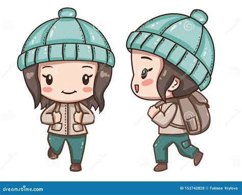 Vector Illustration Of Cute Chibi Character Isolated On White