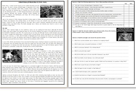 Wwi And Wwii Reading Comprehension Worksheets Save 65 Teaching Resources
