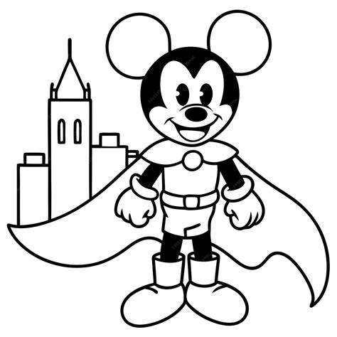 Friendly Micky Mouse Cartoon Coloring Page Premium Ai Generated Vector