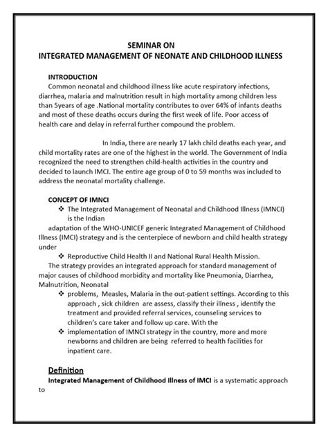 Seminar On Imnci Pdf Social Programs Health Economics