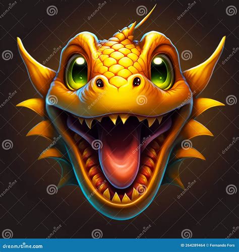 Happy Dragon Face Emoji 3d Stock Illustration Illustration Of Love