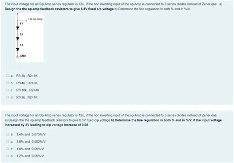 Solved The Input Voltage For An Op Amp Series Regulator Is