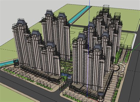 精美高层住宅小区规划su模型其他住宅土木在线