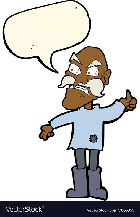 Cartoon Angry Old Man In Patched Clothing Vector Image