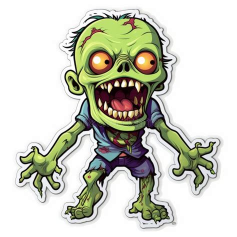 Detailed Zombie Sticker With Vibrant Colors Toyism Inspired Art Stock