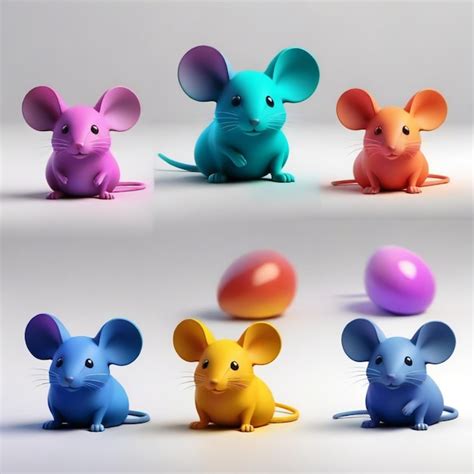 Premium Vector A Group Of Colorful Mouses With One Blue One And One
