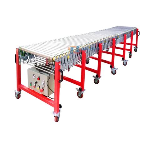 Powered Telescopic Roller Conveyor Expandable Flexible Space Saving