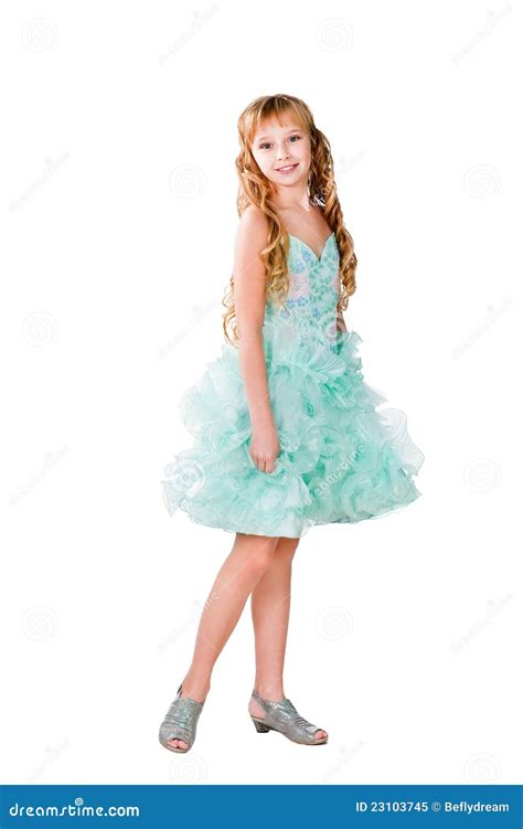 Pretty Teen Girl In Evening Dress Isolated Stock Image Image Of
