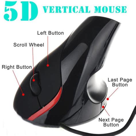 【mary Dai Store】5d Wired Vertical Mouse Ergonomic Wrist Healing Usb