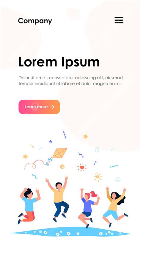 여름 공원 평면 벡터 일러스트 레이 션에서 노는 행복한 아이들 템플릿 Psd 다운로드 디자인 자료 다운로드