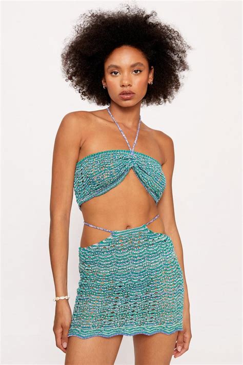 Crochet Tie Waist Mini Skirt Boohoo Uk