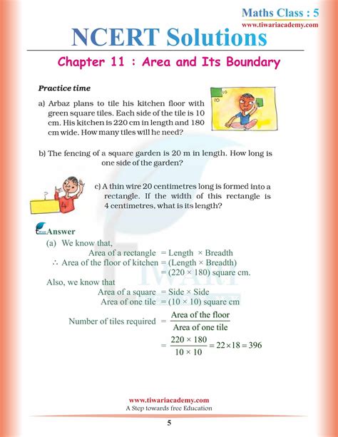 Ncert Solutions For Class 5 Maths Chapter 11 Area And Its Boundary