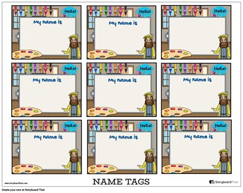 Name Tag For Art Class Storyboard Por Templates