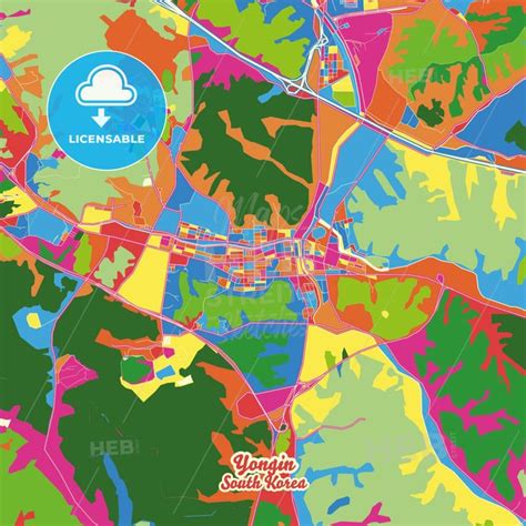 Yongin Gyeonggi South Korea Crazy Colorful Street Map Poster Template