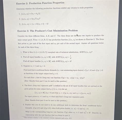solved exercise 2 production function froperties determine