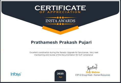 ️insta Awards 2025 ️ Glad To Receive Insta Award At Infosys Prathamesh Pujari 11 Comments