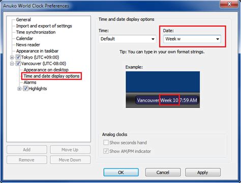 How To Display Work Week Number In World Clock