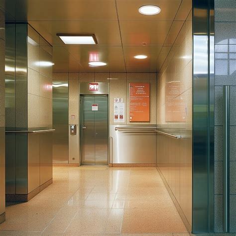 A Public Restroom At A Bus Terminal With Clear Directional Signs And Information Premium Ai
