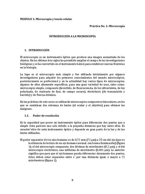 Laboratorio I Introducción Pdf Microscopio Resolución Angular