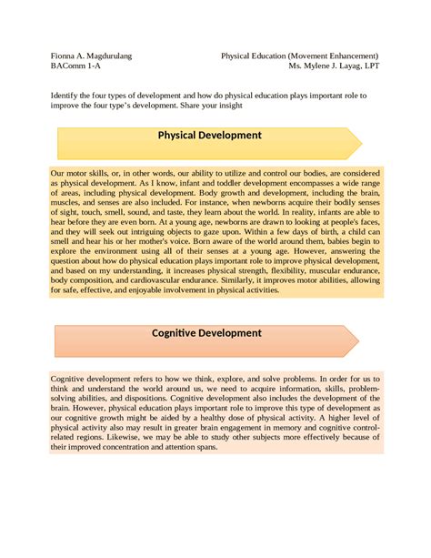 Physical Education Docsity