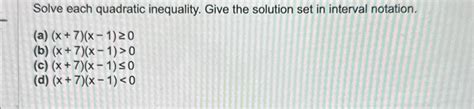 solved solve each quadratic inequality give the solution