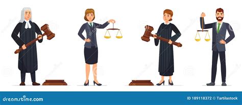 Judges And Lawyers Judge Holding Hammer And Lawyer With Scales Of