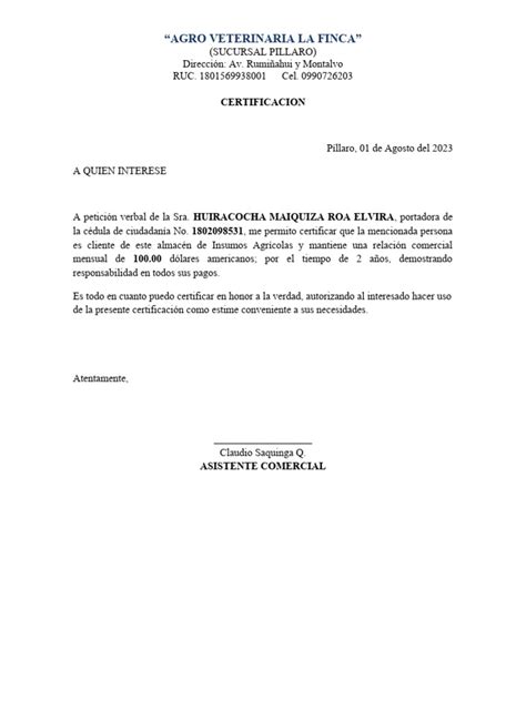 Certificado Agricola Pdf