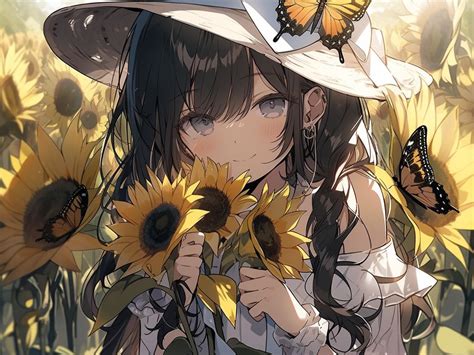 Ai绘画《拿向日葵的女孩》仿佛菌一个ai画手 站酷zcool